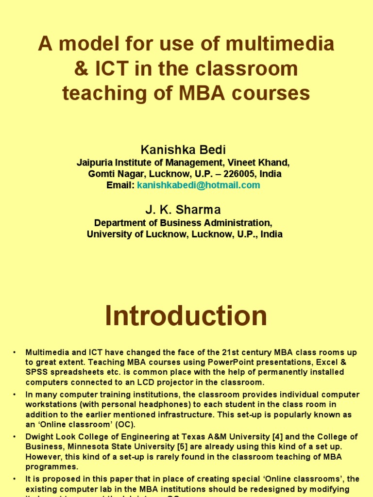 A Model For Use of Multimedia ICT in The Classroom | PDF | Educational ...