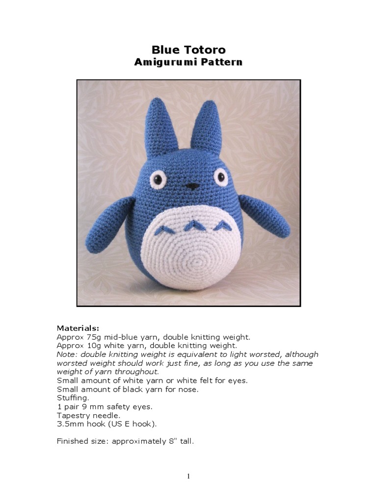 Totoro - Blue Totoro Amigurumi Pattern | PDF