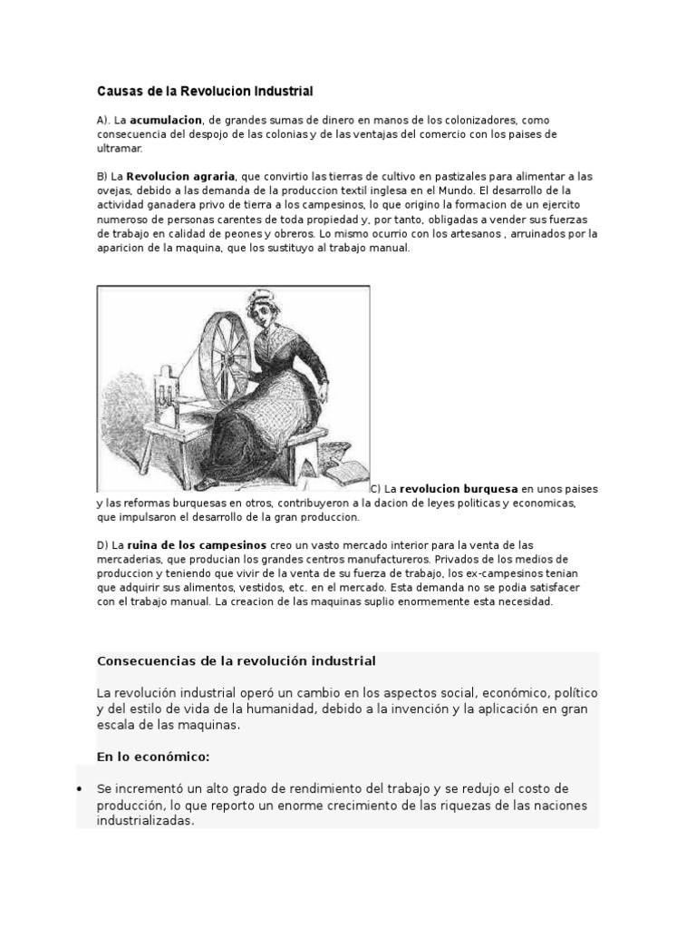 Causas y Consecuencias de La Revolucion Industrial | PDF | Revolución industrial | Capitalismo