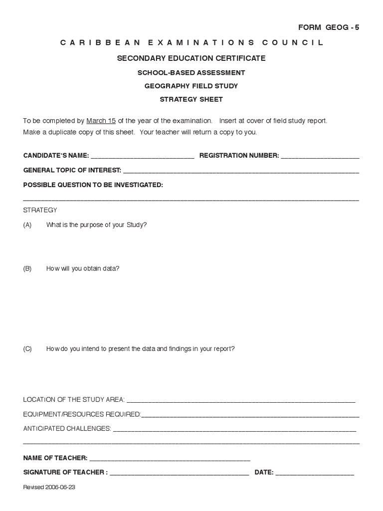 Geography SBA Strategy Sheet | PDF | Career & Growth | Business