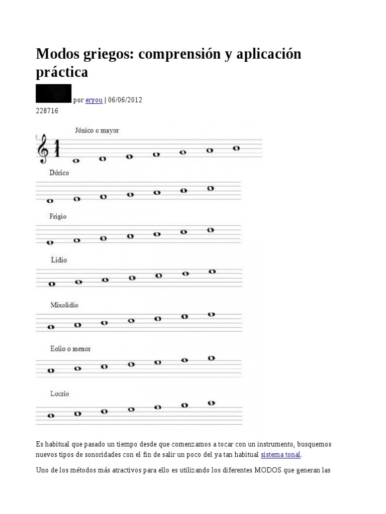 Modos Griegos | PDF | Acorde (Música) | Escala (música)