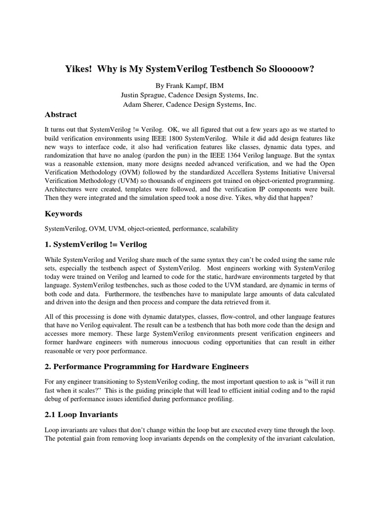 Performance Of Systemverilog Coding Pdf Class Computer Programming 9670