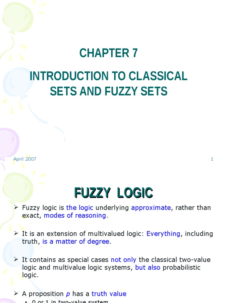 Introduction To Classical Sets and Fuzzy Sets: April 2007 1 | PDF ...