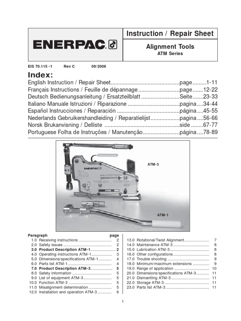Enerpac ATM Manual | PDF | Screw | Bearing (Mechanical)