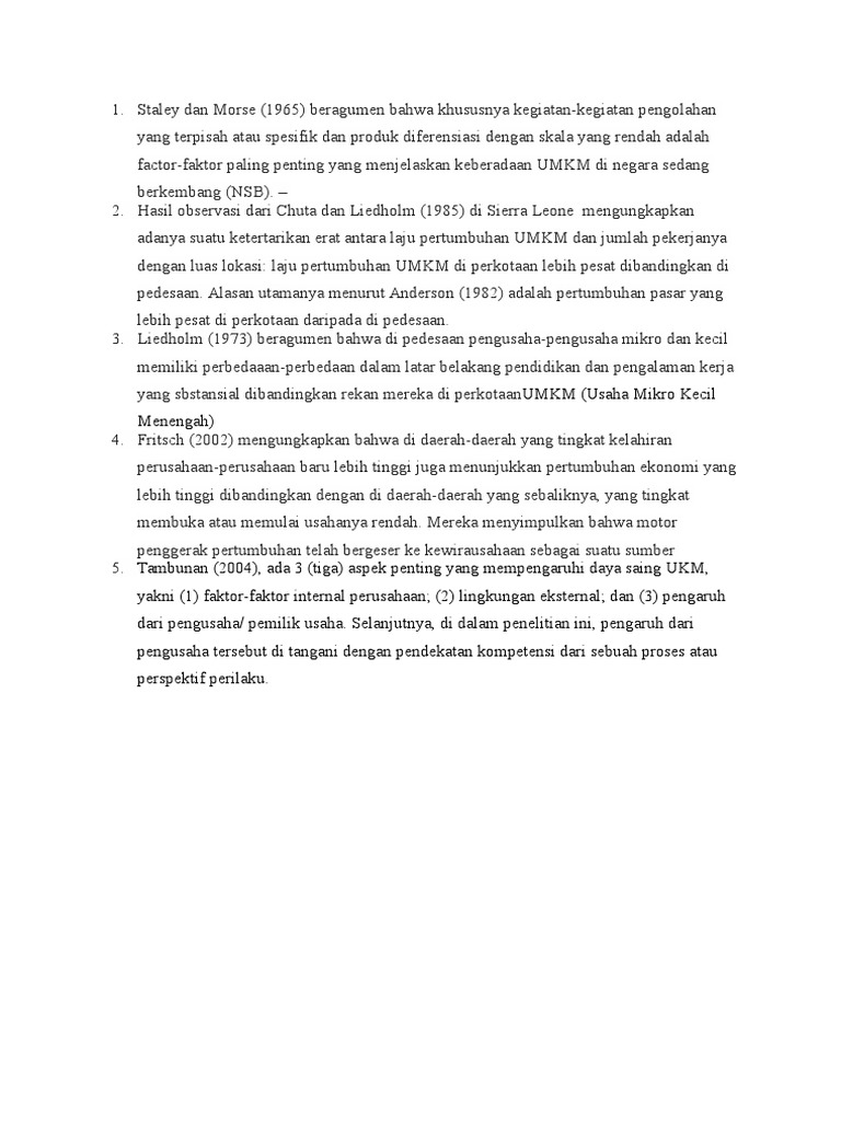 Faktor Pertumbuhan UMKM di NSB | PDF