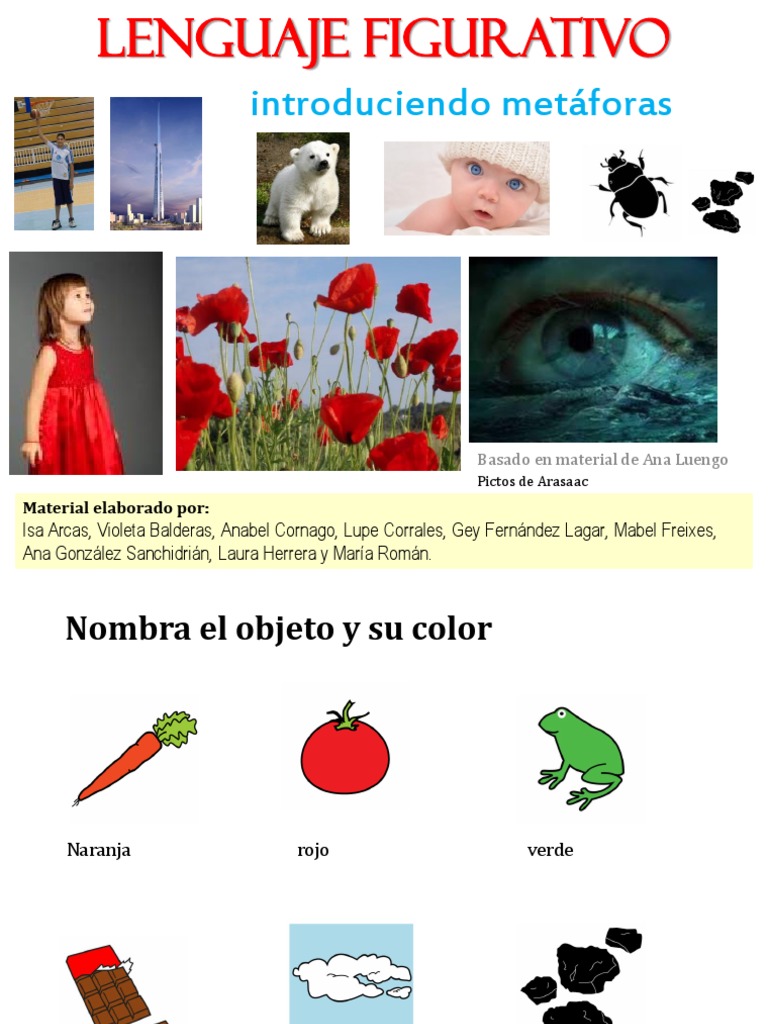 Lenguaje Figurado-80 Diapos-Niños Comparaciones Metáforas | PDF | Color
