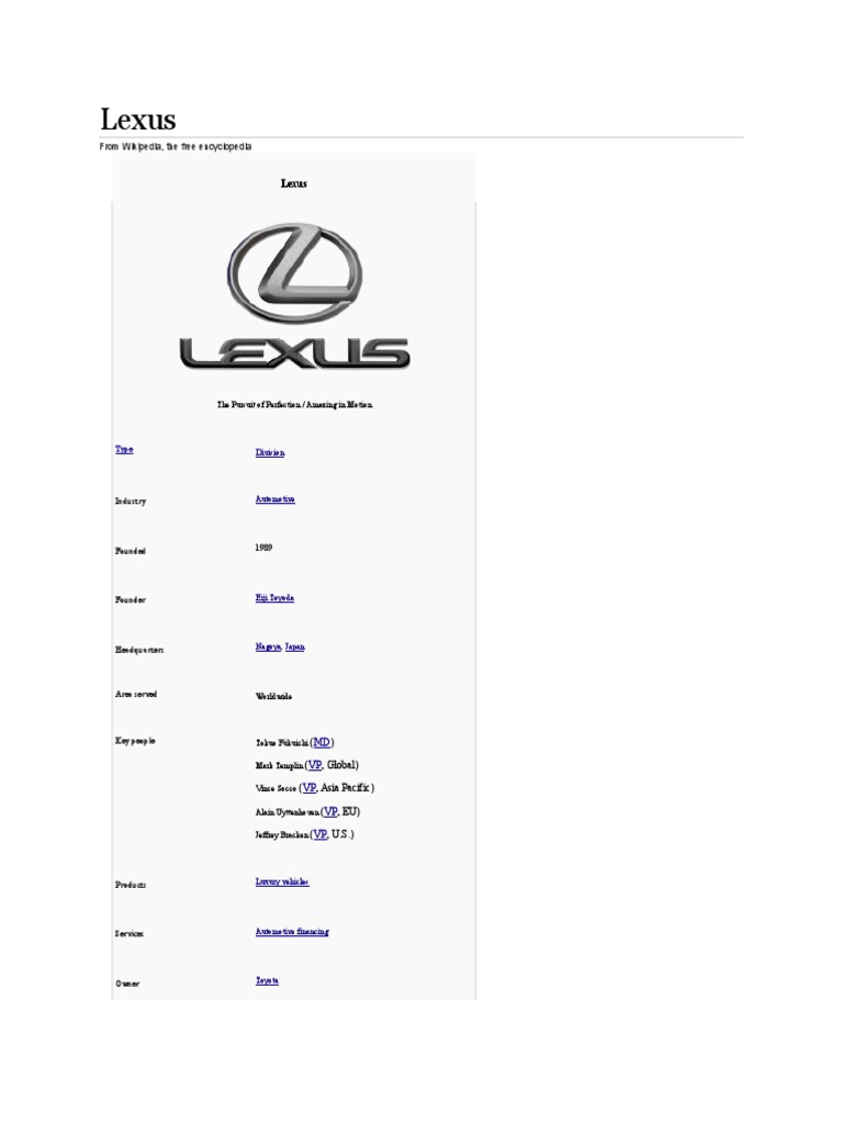Lexus | PDF | Lexus | Toyota