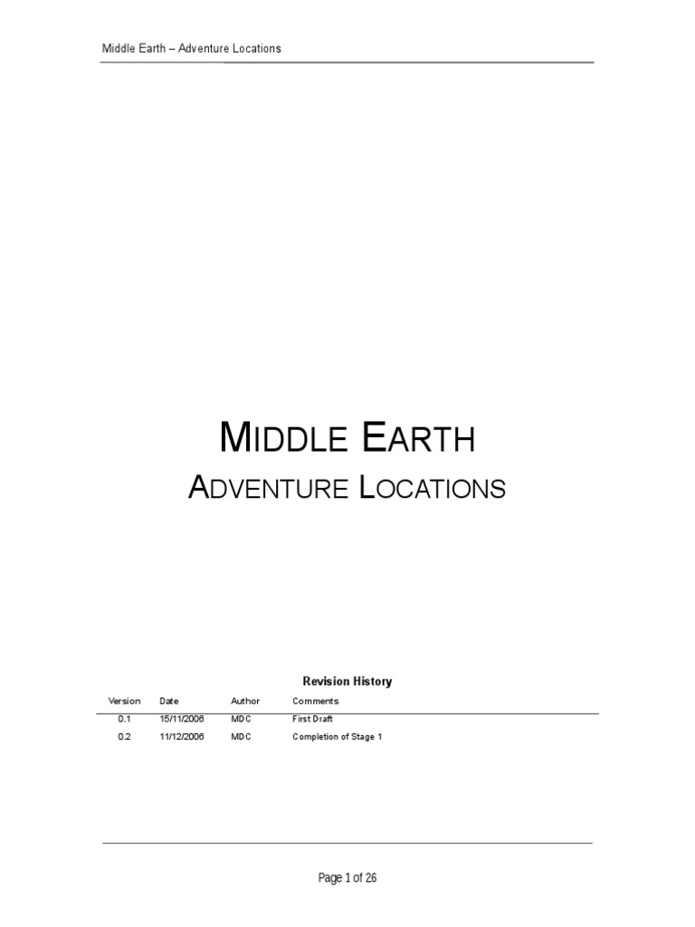 Middle Earth Adventure Locations | PDF | Middle Earth | Orc (Middle Earth)
