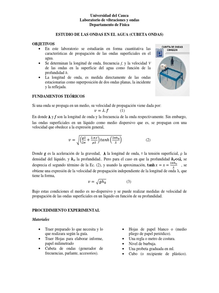 Practica 6 Cubetas En El Agua Pdf Longitud De Onda Olas