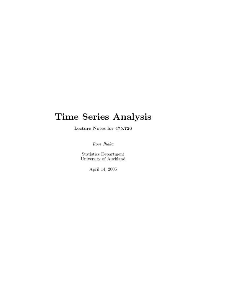 Time Series Analysis Lecture Notes | PDF | Stationary Process | Vector ...