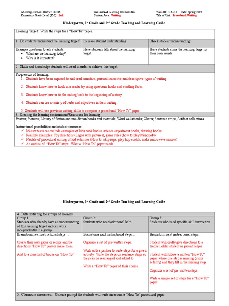 Kindergarten, 1 Grade and 2 Grade Teaching and Learning Guide | PDF ...