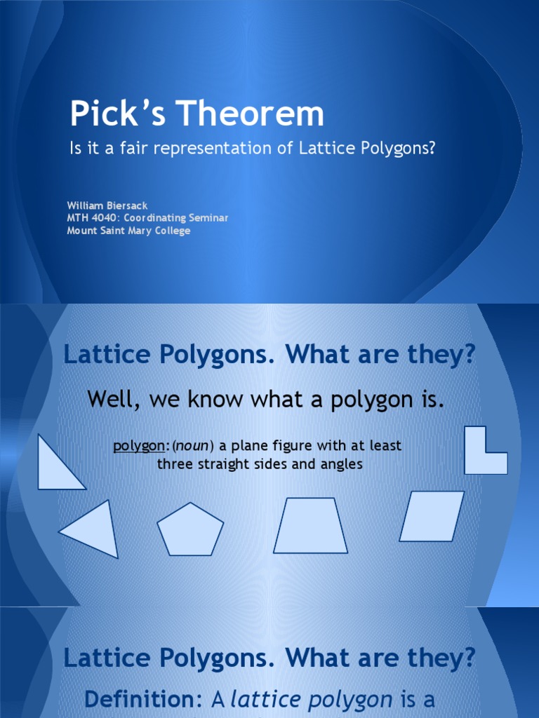 Proof of Pick's Theorem for Lattice Polygons | PDF