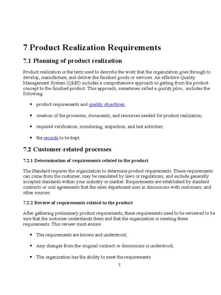 7 Product Realization Requirements | PDF | Verification And Validation ...