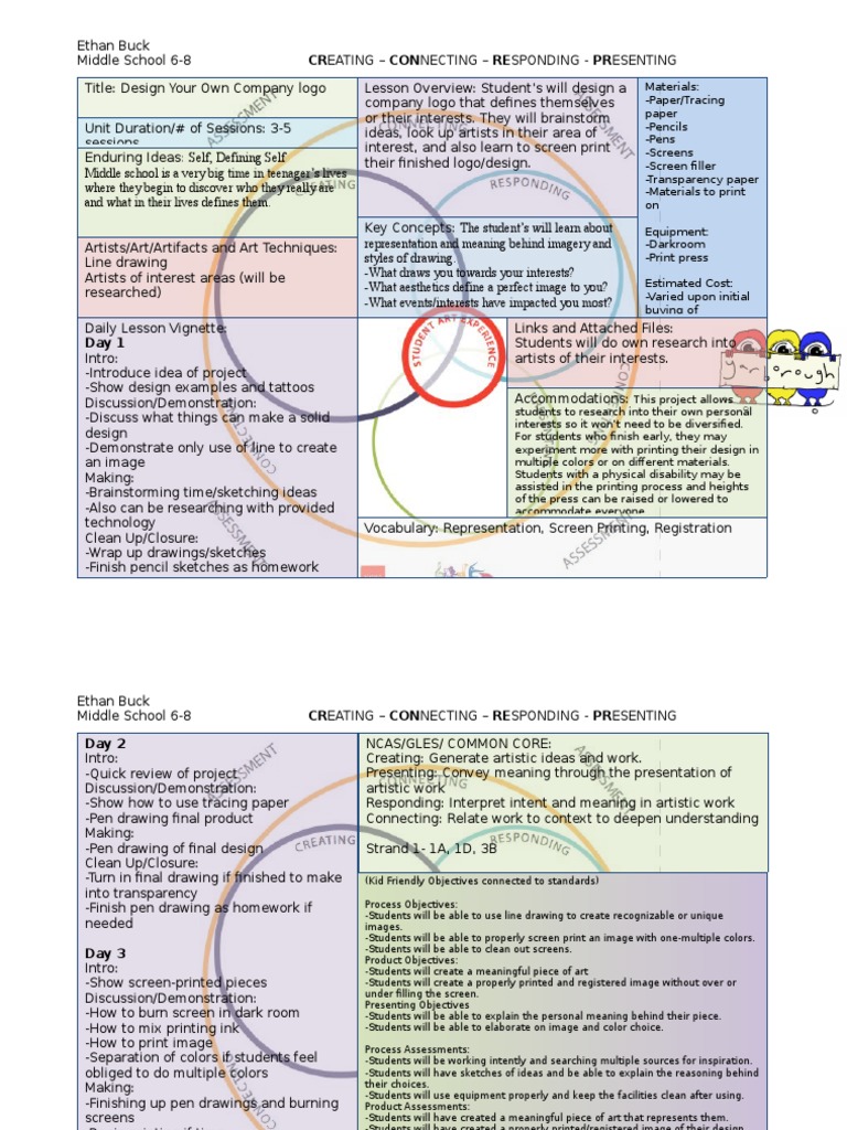 Lesson Plan Tattoo Design | PDF | Drawing | Cognition