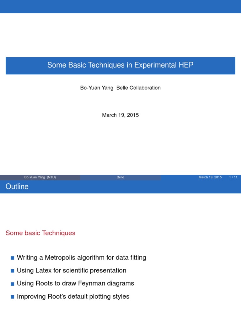 Some Basic Techniques in Experimental HEP: Bo-Yuan Yang Belle Collaboration | PDF | Mathematical ...