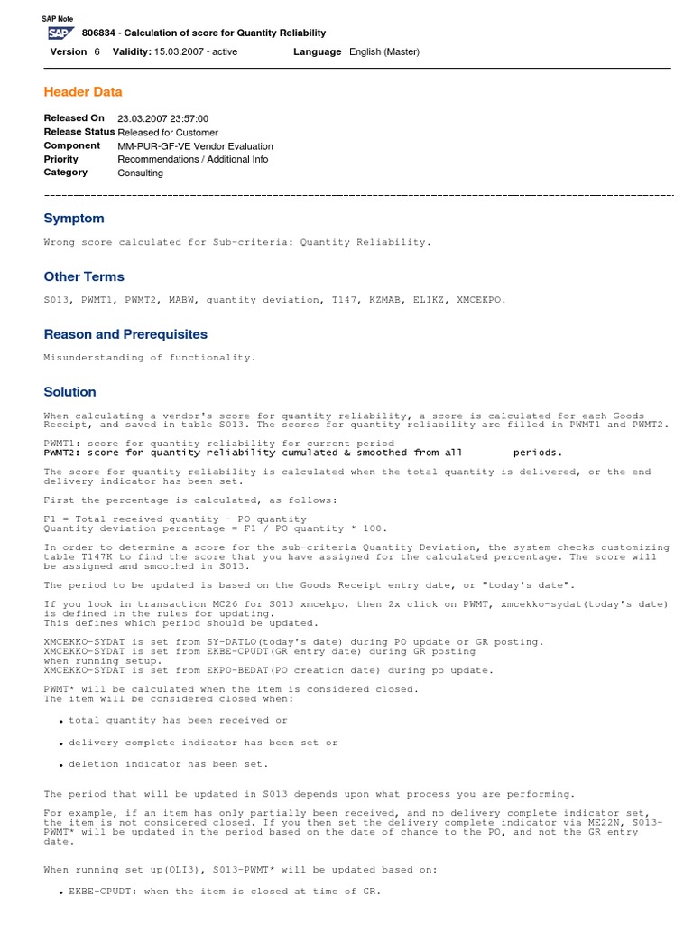 Fixing Quantity Reliability Score Issues | PDF | Computers