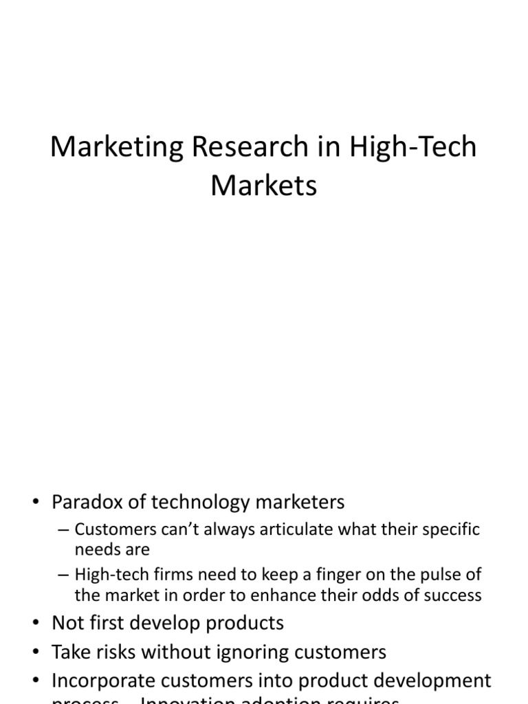 Marketing Research in High Tech Markets | PDF | Innovation | Forecasting