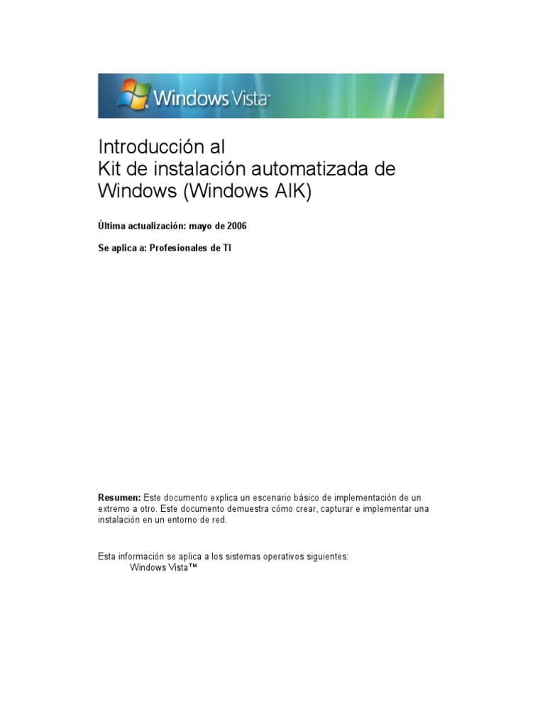 Microsoft Windows AIK - Introducción Al Kit de Instalación Automatizada ...