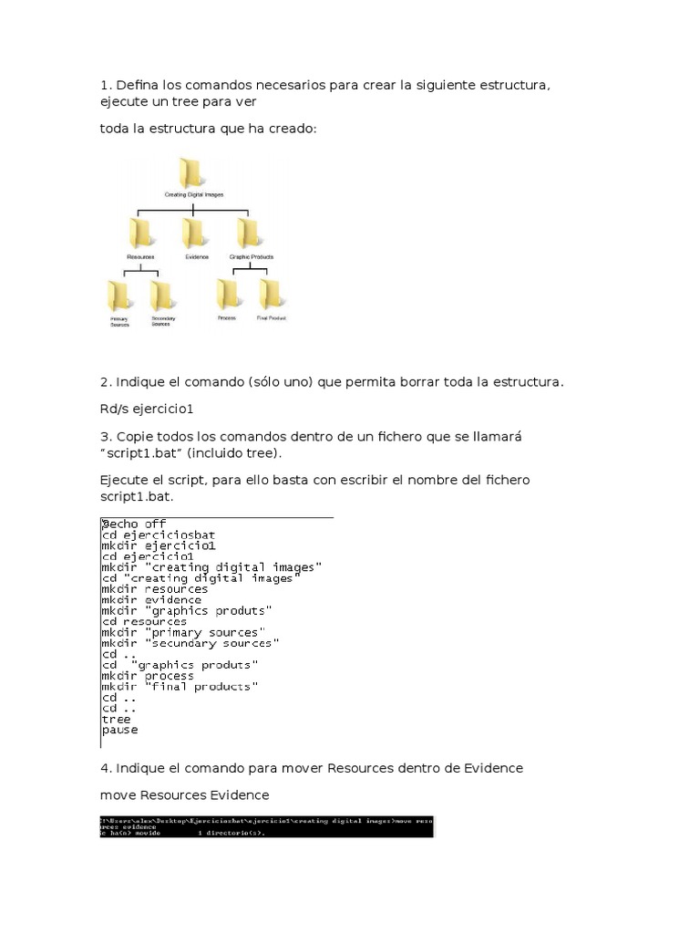 Comandos Basicos Bat | Archivo de computadora | Informática | Prueba ...