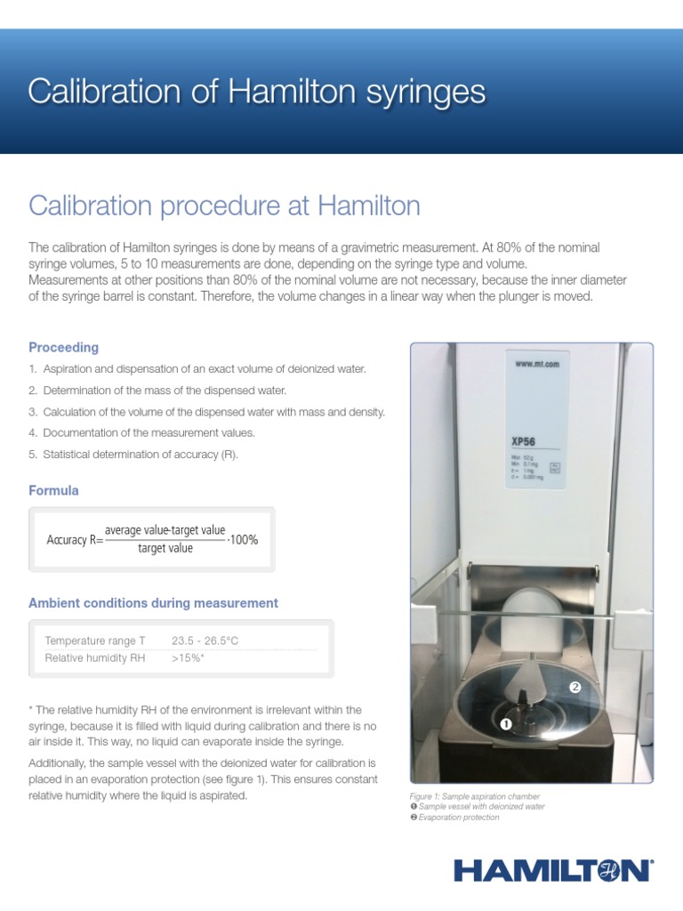 Hamilton Syringe Calibration Procedure | PDF | Calibration | Relative ...