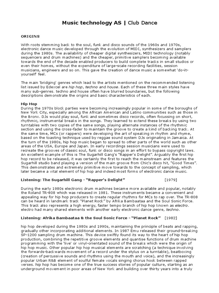 Club Dance Fact Sheet | PDF | Hip Hop Music | Funk