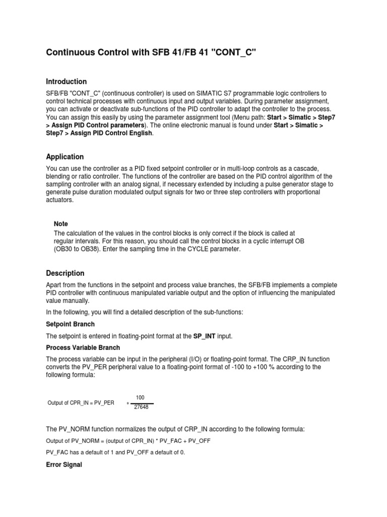 Printing - Continuous Control With SFB 41 - FB 41 - CONT - C | PDF ...