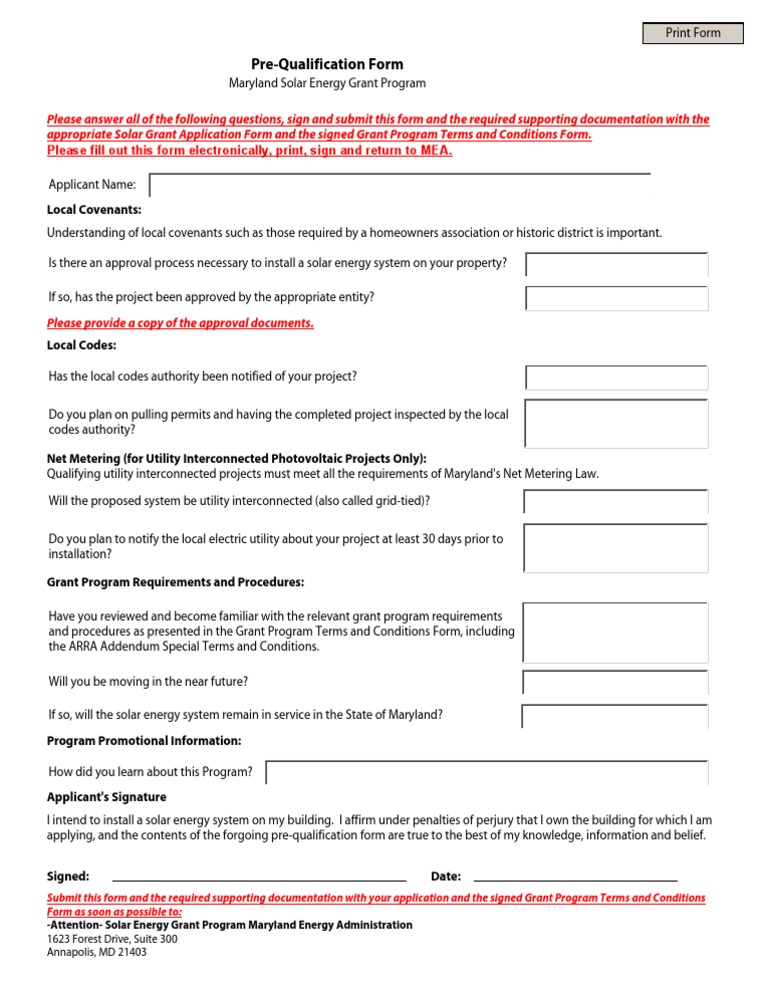 Pre Qualification Form | PDF