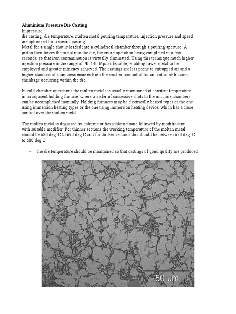 Aluminium Die Casting | PDF | Casting (Metalworking) | Iron