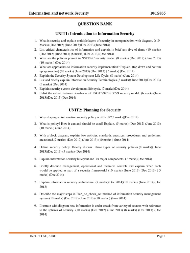Information Security Question Bank | PDF | Transport Layer Security ...