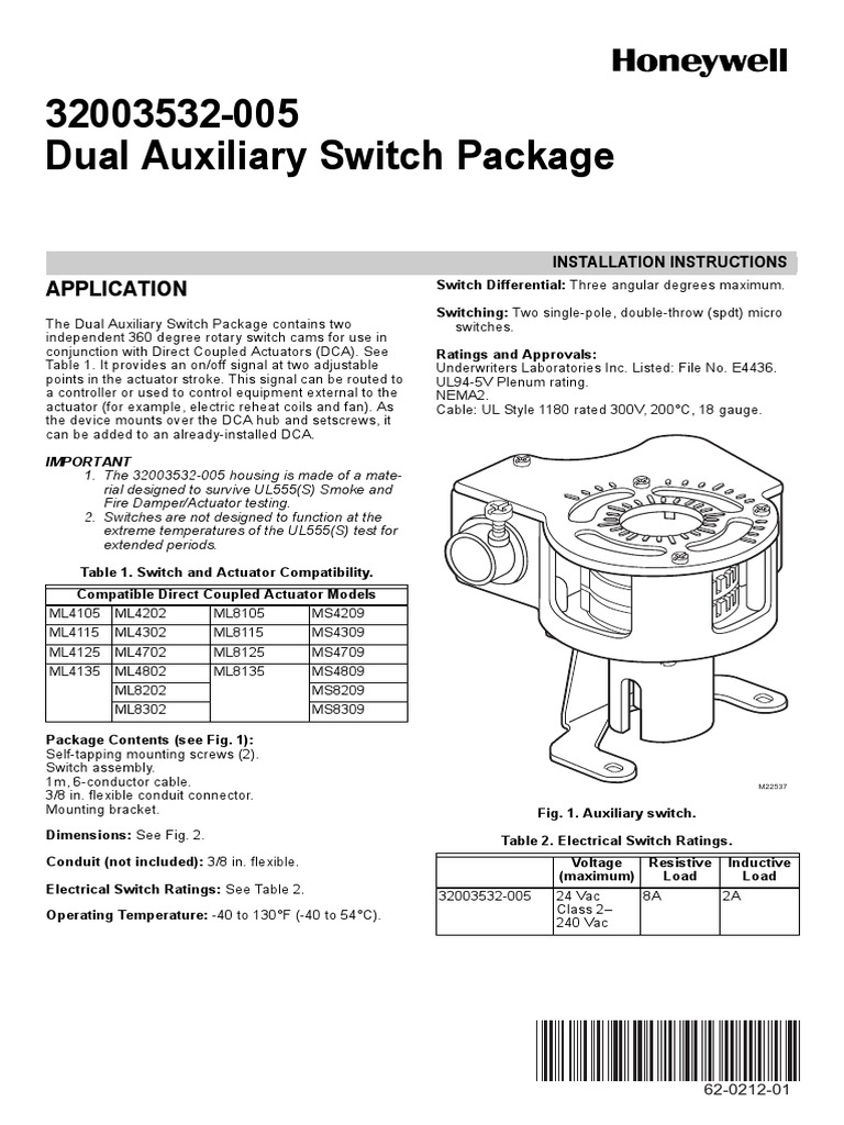 Dual Switches Honeywell | Switch | Actuator