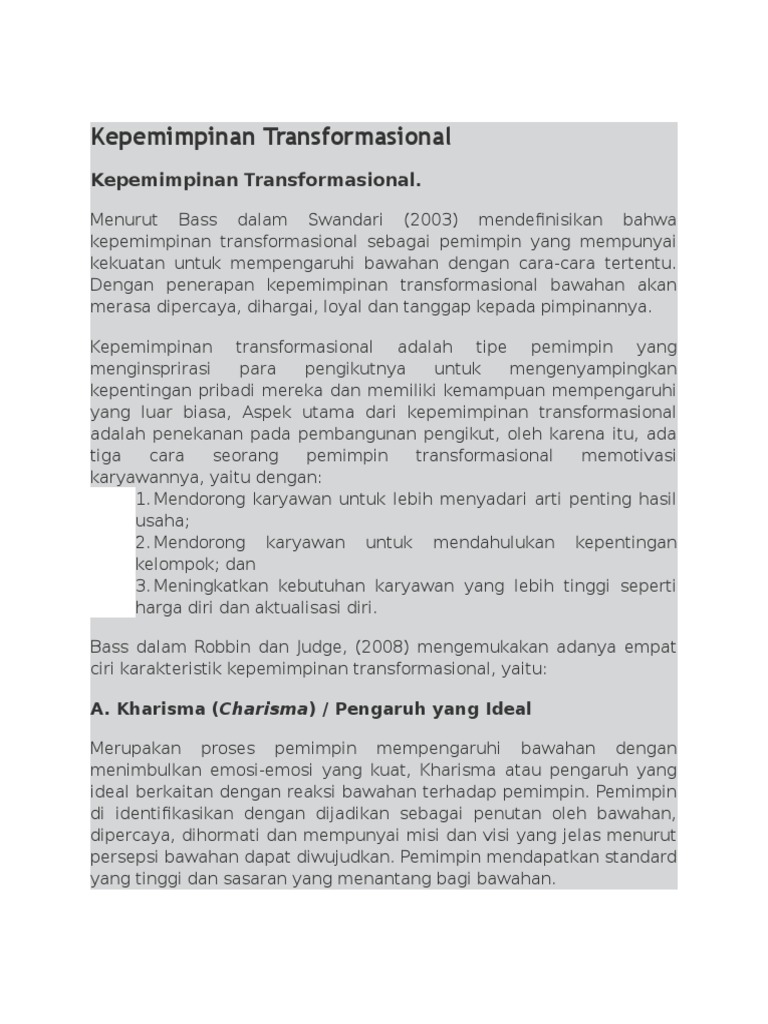 Kepemimpinan Transformasional | PDF