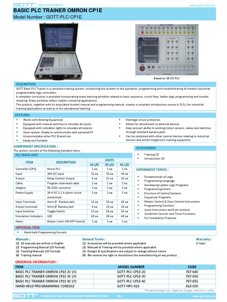 (M4) Basic PLC Trainer Omron CP1E | PDF | Programmable Logic Controller ...