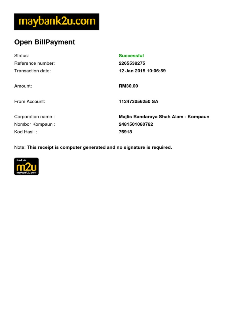 MBSA Kompaun Payment Receipt | PDF