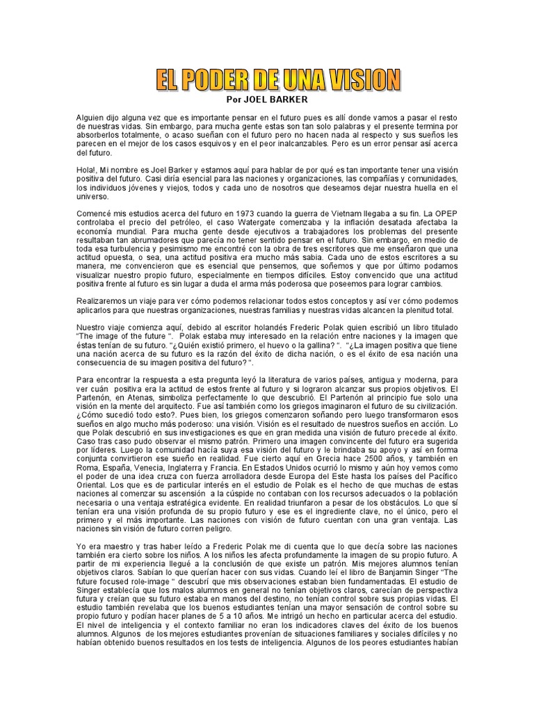 JOEL BARKER - El Poder de Una Visión | PDF | Nación | Grecia