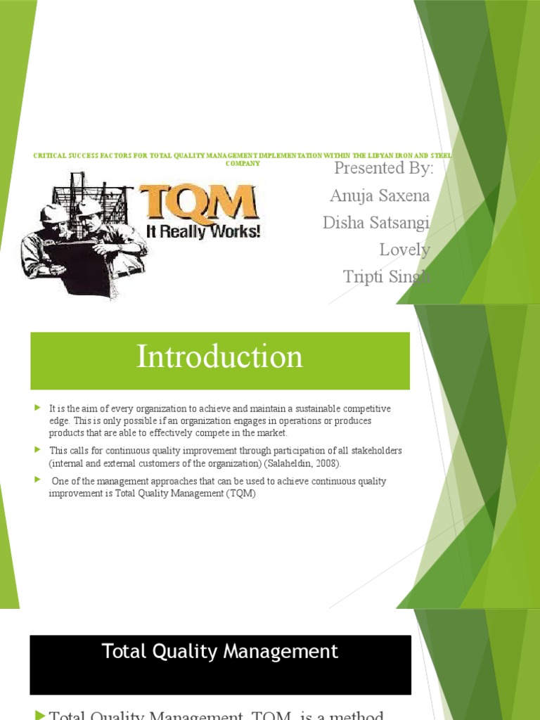 TQM Presentation | Quality Management | Quality (Business)