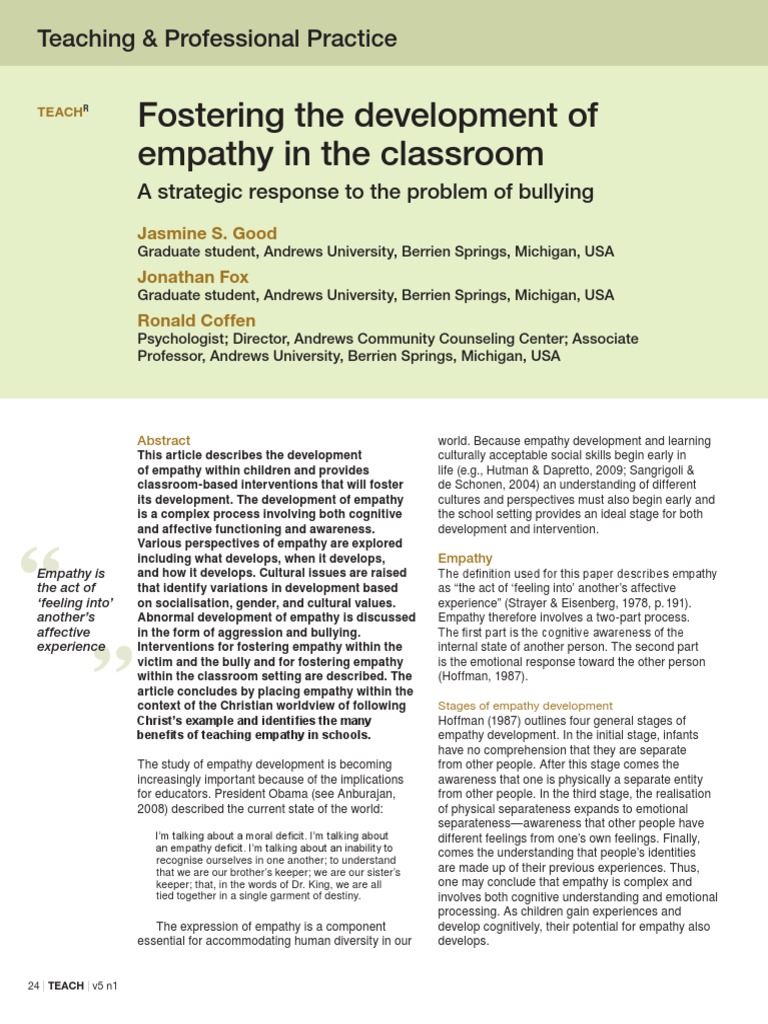 Hoffman's Empathy Development Stages | PDF | Empathy | Emotions