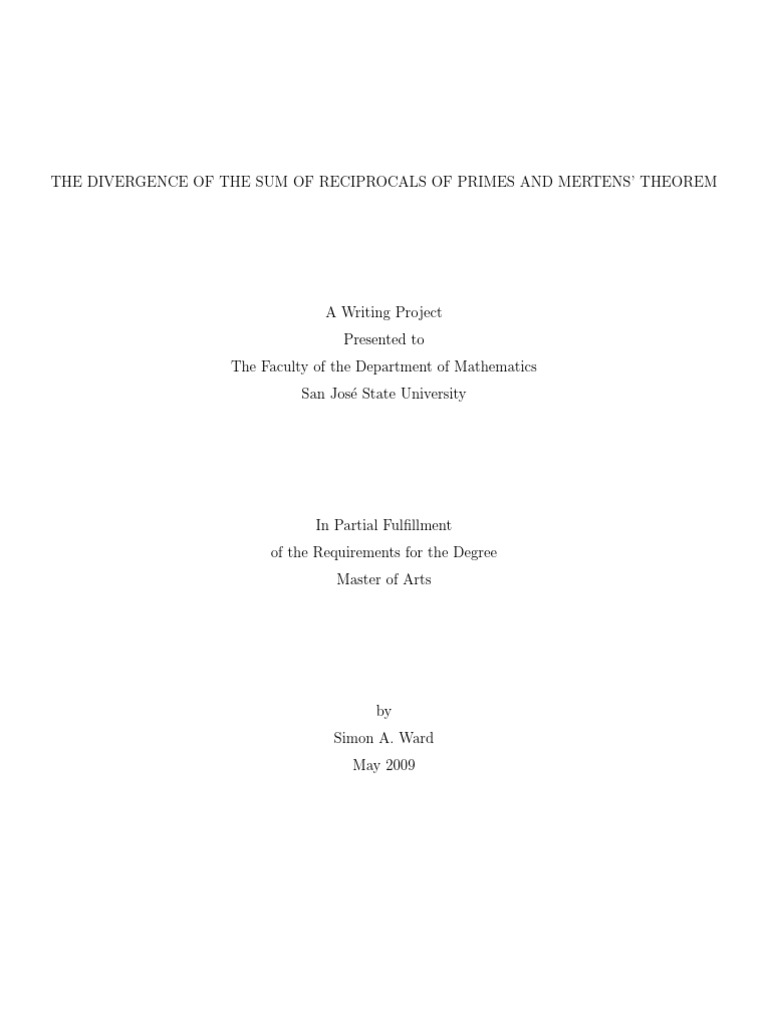 Divergence of Prime Reciprocals | PDF | Prime Number | Numbers