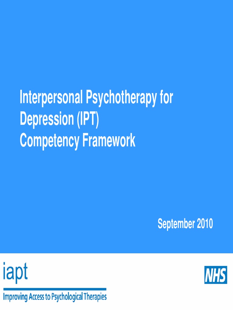 Interpersonal Psychotherapy For Depression Ipt Competency Framework ...
