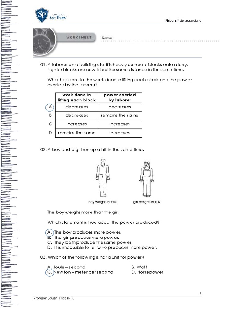 IGCSE: Work, Energy & Power | PDF | Kilogram | Watt