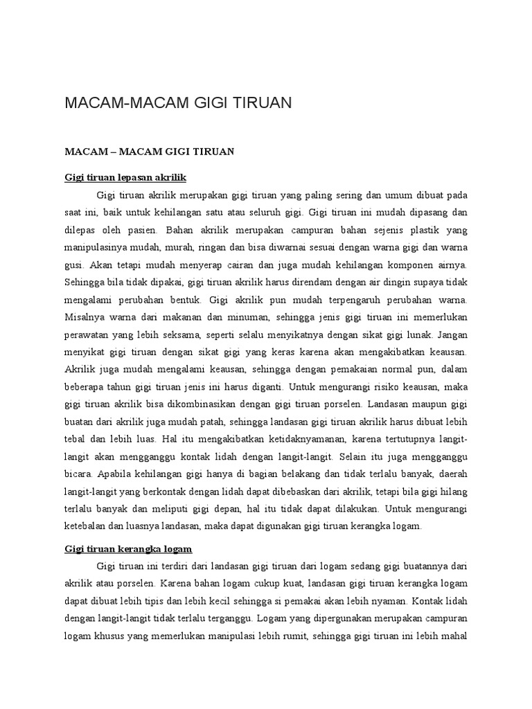 Macam Macam Gigi Tiruan | PDF