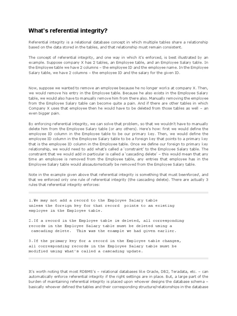 Referential Integrity | PDF | Computer Data | Software