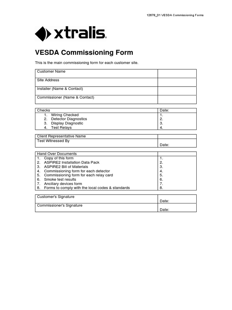 VESDA Commissioning Forms VLP Rev01 | PDF | Relay | Manufactured Goods