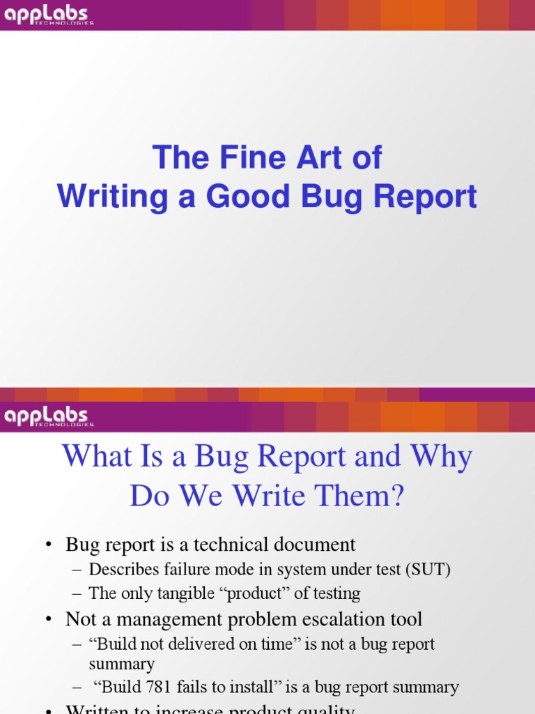 The Fine Art of Writing A Good Bug Report | PDF | Software Bug | Arial