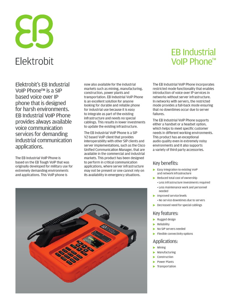 EB Industrial VoIP Phone | PDF | Voice Over Ip | Session Initiation ...