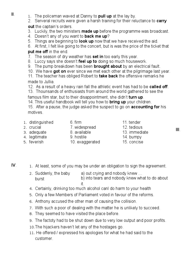 Answer Key To English Advanced Vocabulary and Structure Practice | PDF