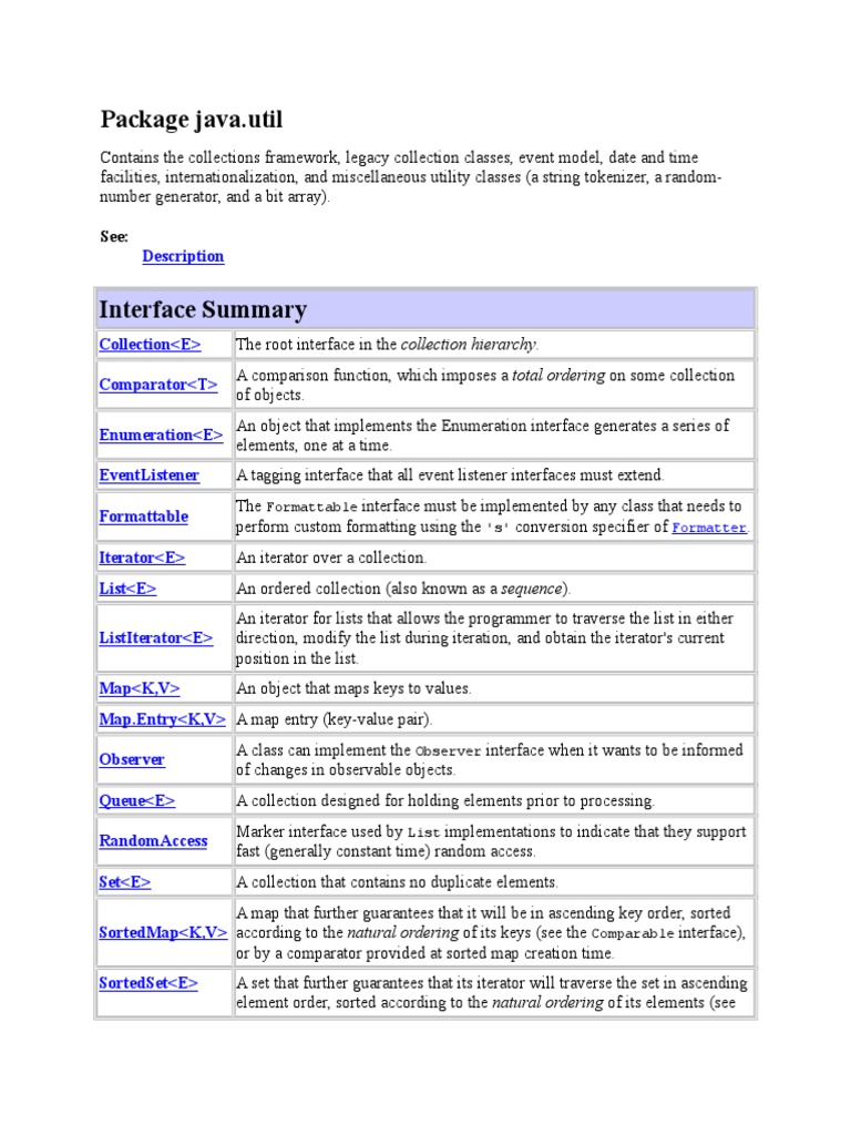 Package Java - Util: Description | PDF | Array Data Structure | Method ...