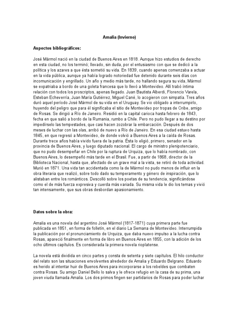 Analisis de La Obra Amalia | PDF | Argentina | Agitación