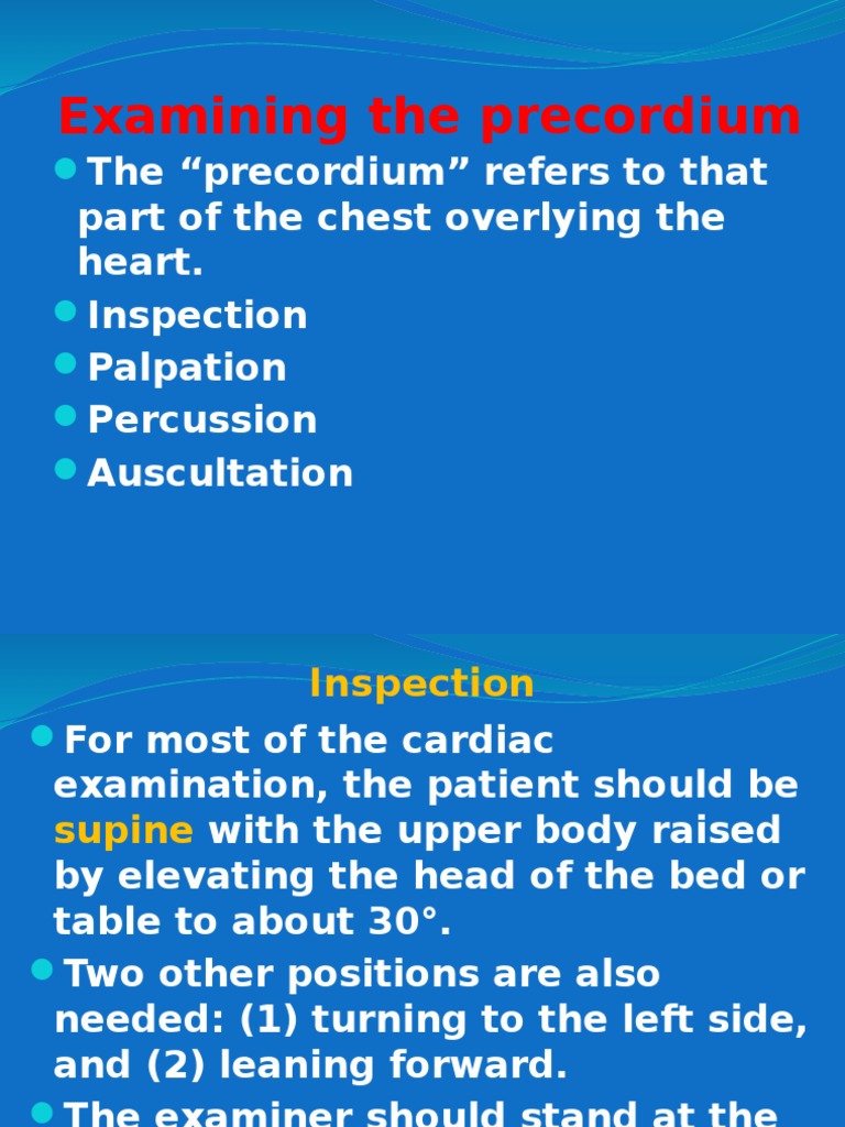 Examining The Precordium | PDF | Heart Valve | Heart
