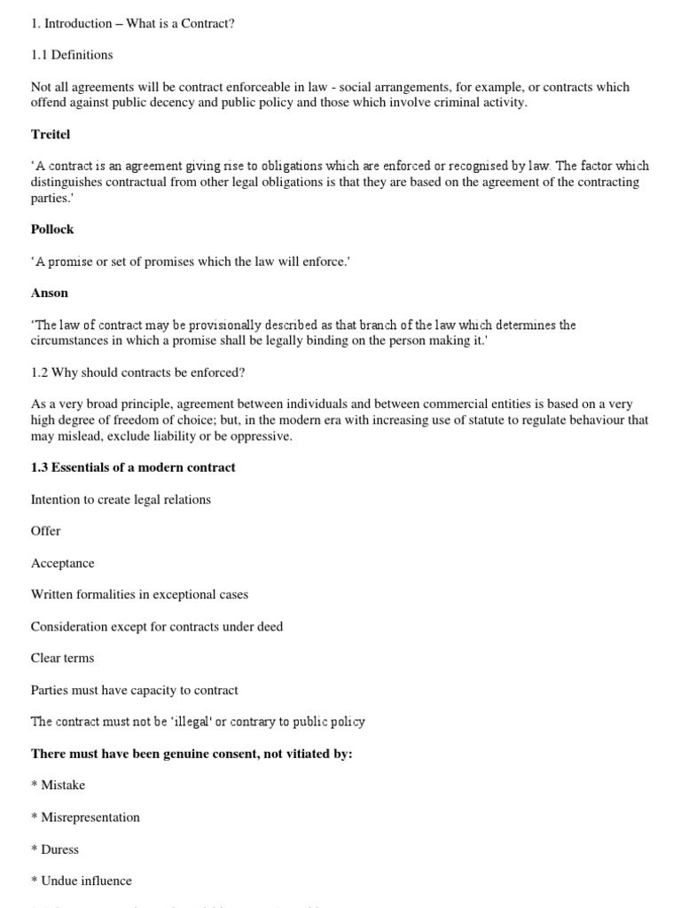 The Law of Contract Notes | PDF