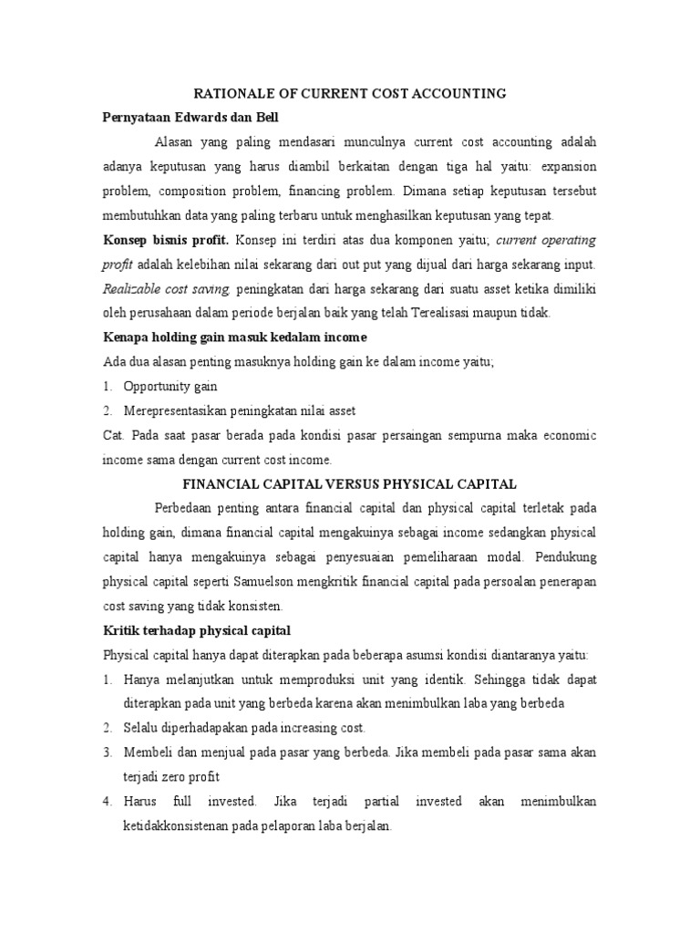 Current Cost Accounting | PDF